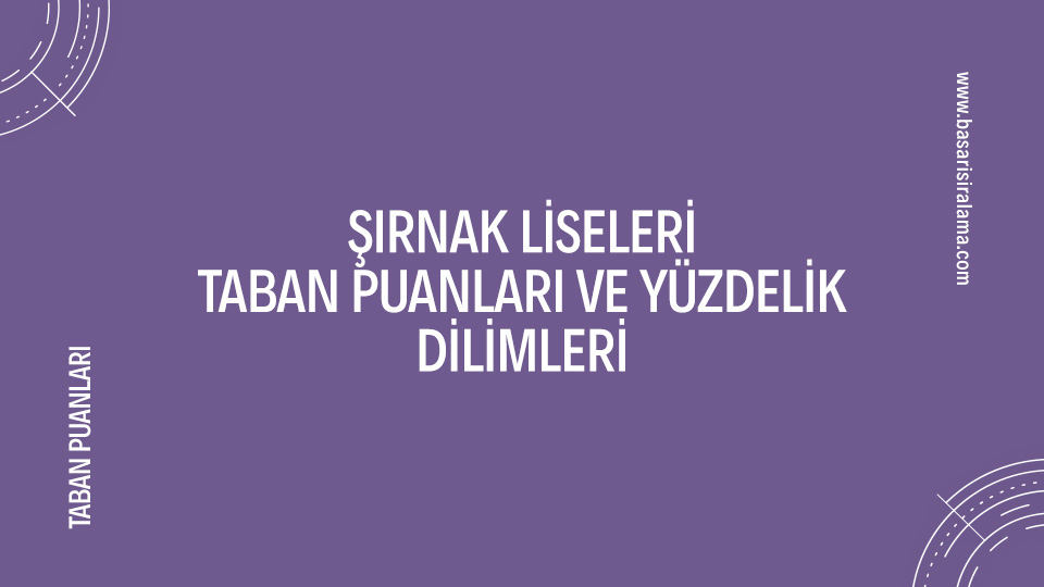 Şırnak Liseleri 🏫 Taban Puanları ve Yüzdelik Dilimleri